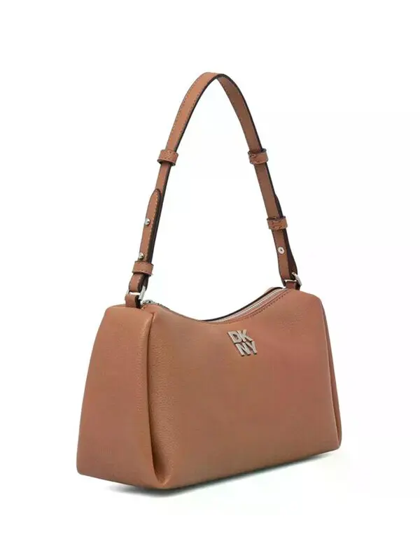 Dkny Logo Zip Shoulder Bag - Brown