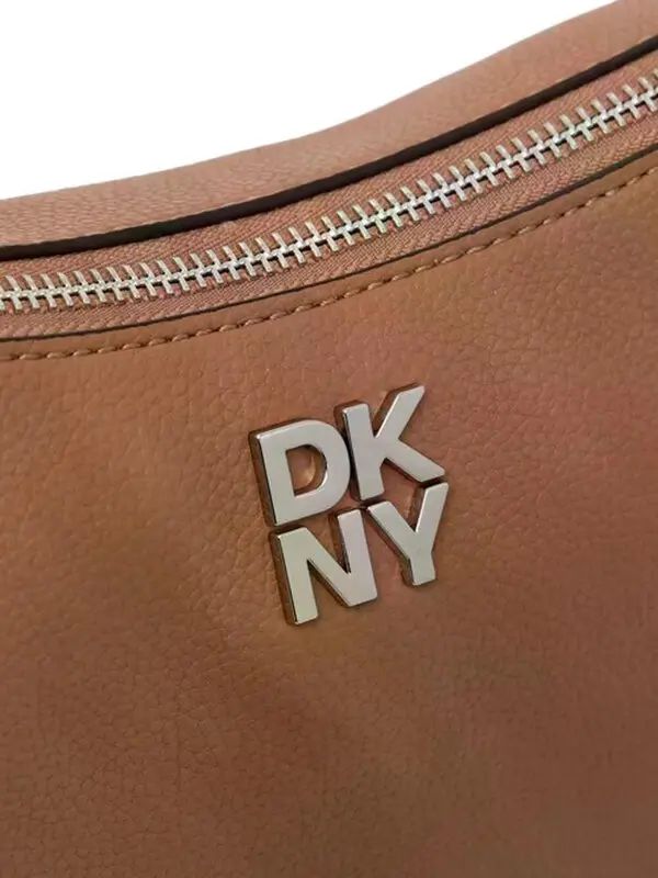 Dkny Logo Zip Shoulder Bag - Brown