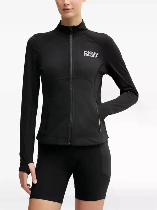Dkny Long-sleeved Zip-up Top - Black