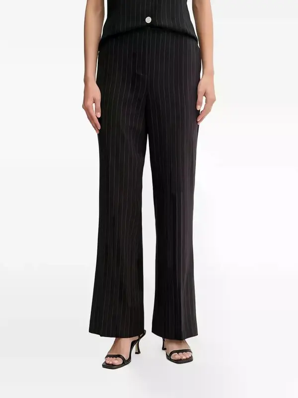 Dkny Pinstripe Wide-leg Trousers - Black