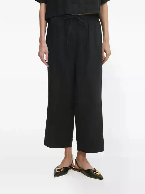 Dkny Wide Leg Cropped Trousers - Black