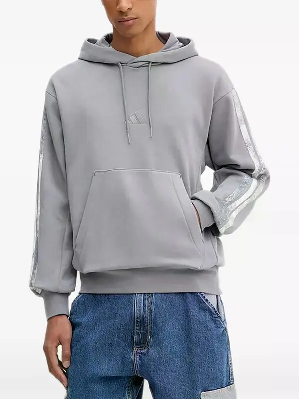Adidas Logo Stripe Hoodie - Grey