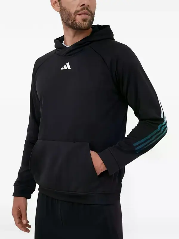 Adidas Logo Stripe Hoodie - Black