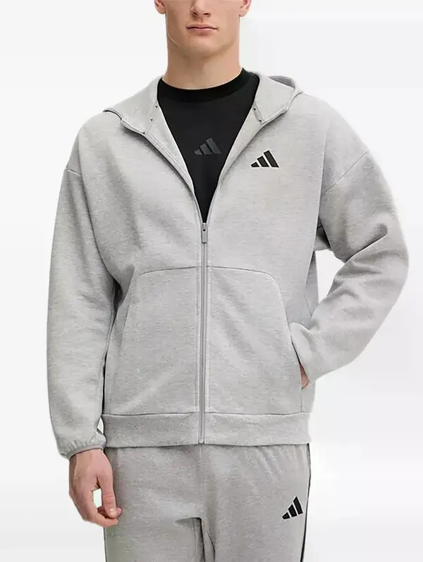Adidas Hooded Logo Zip Hoodie - Grey
