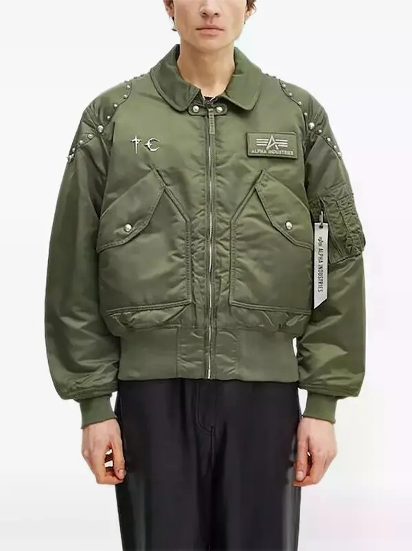 Alpha Industries Logo-patch Bomber Jacket - Green