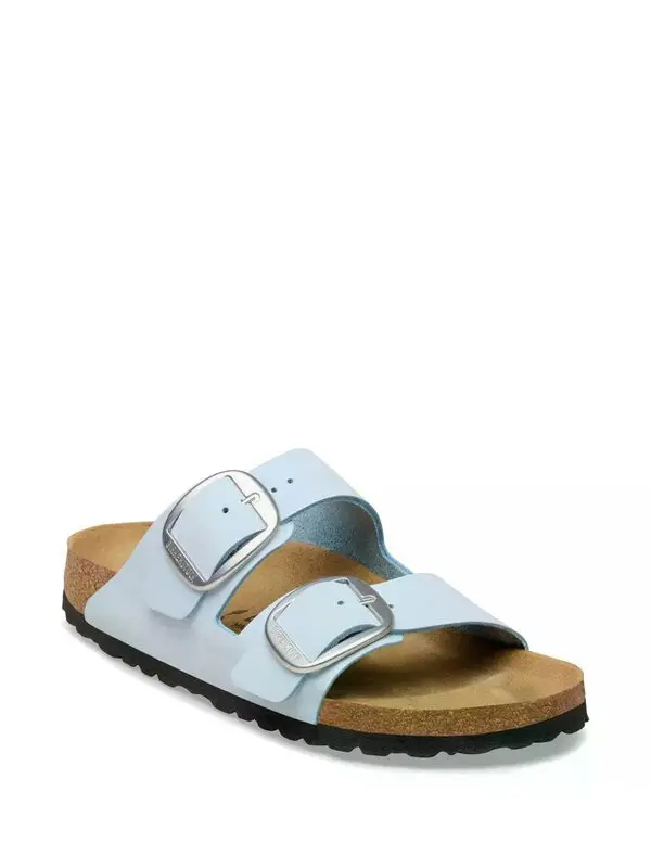 BIRKENSTOCK Arizona Flat Leather Sandals With Buckle Detail - Blue
