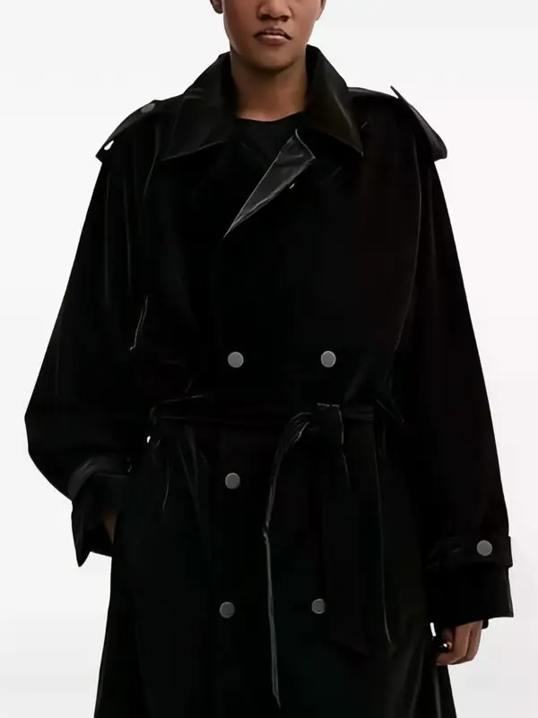 Rains Belted Snap-buttoned Trench Coat - Black