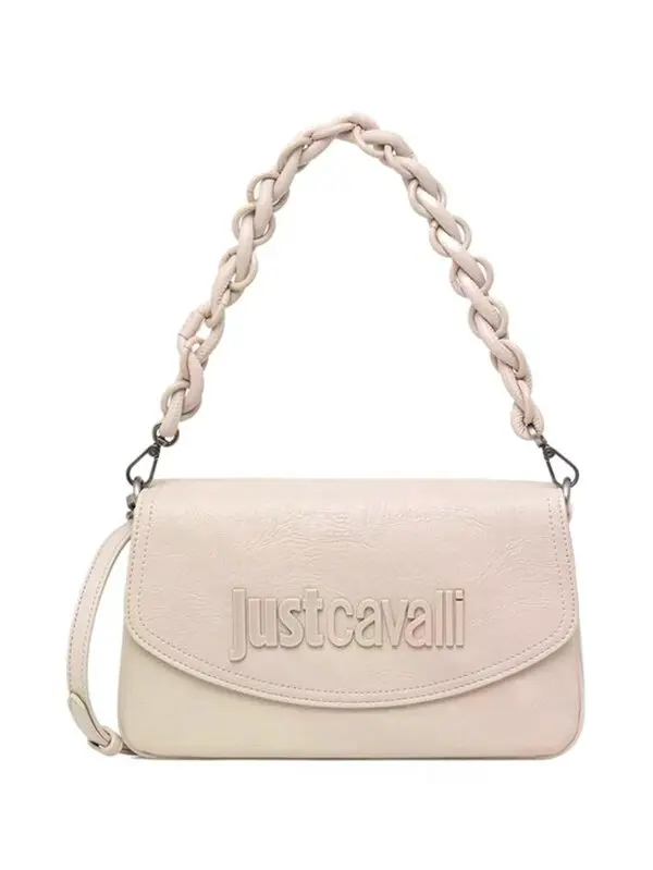 Just Cavalli Embossed Satchel With Braided Top Handle - Neutrals