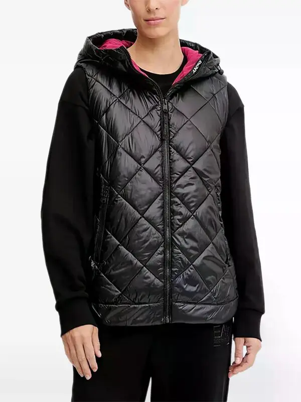 Dkny Hooded Quilted Gilet - Black
