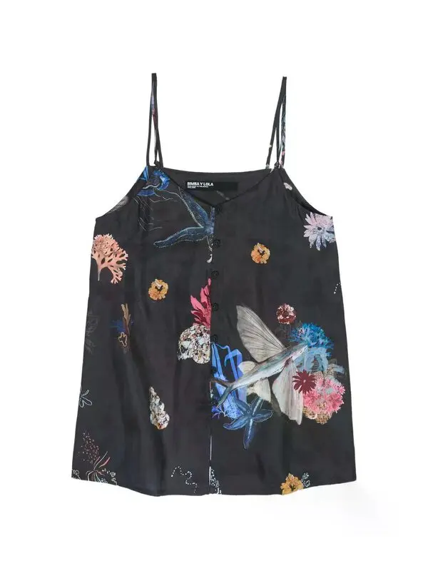 Bimba Y Lola Floral Print Top - Black