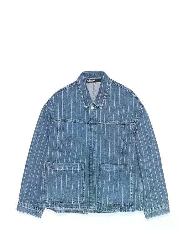 Bimba Y Lola Striped Pocket Denim Jacket - Blue