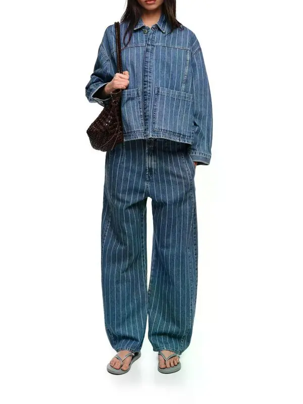 Bimba Y Lola Striped Denim Jacket - Blue