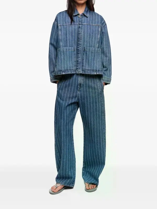 Bimba Y Lola Striped Denim Jacket - Blue