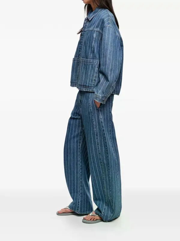 Bimba Y Lola Striped Denim Jacket - Blue