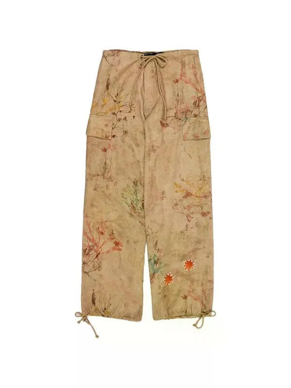 Bimba Y Lola Floral Cargo Trousers - Neutrals