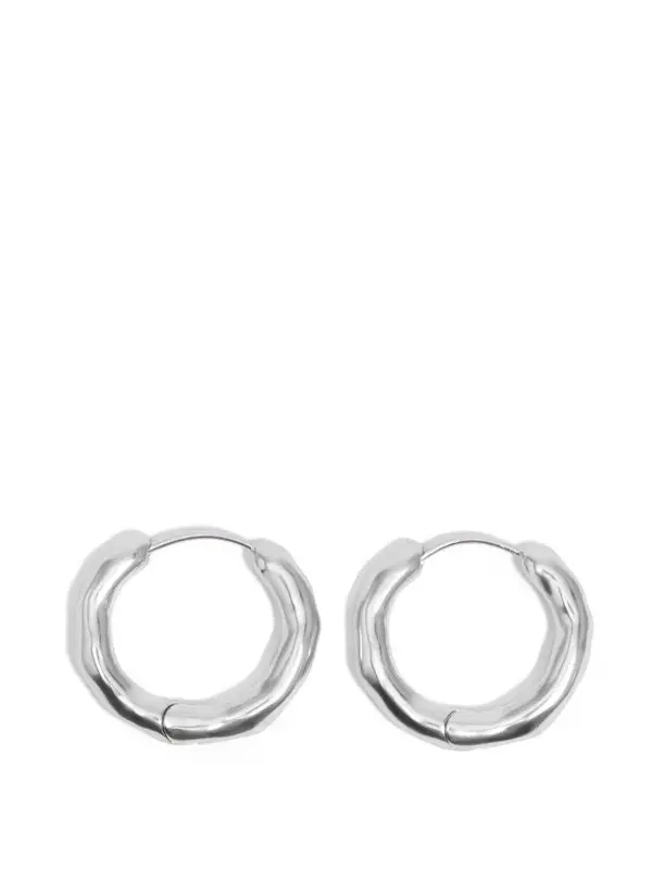 Bimba Y Lola Hammered Hoop Earrings - Silver