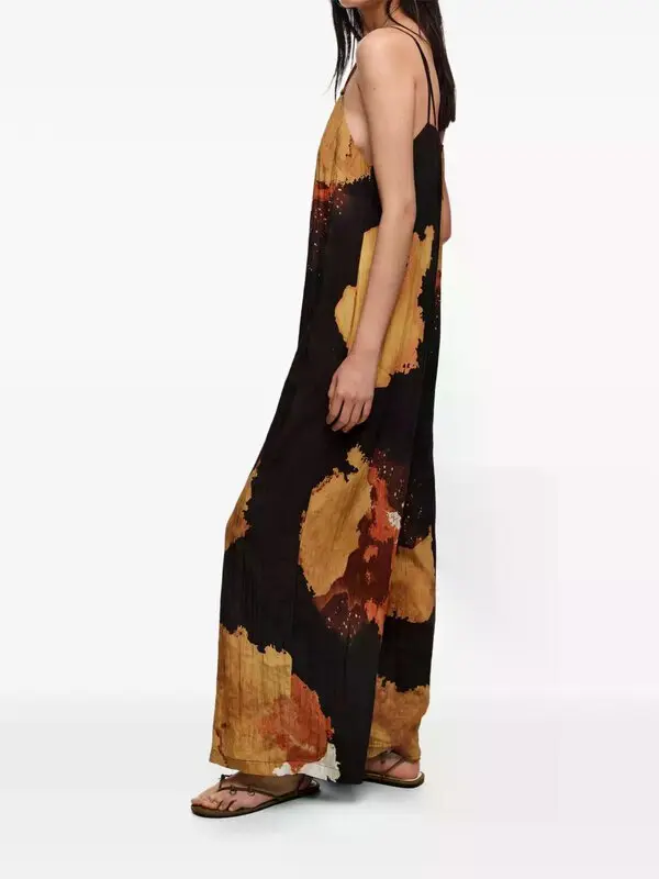 Bimba Y Lola Button Detail Abstract Jumpsuit - Black