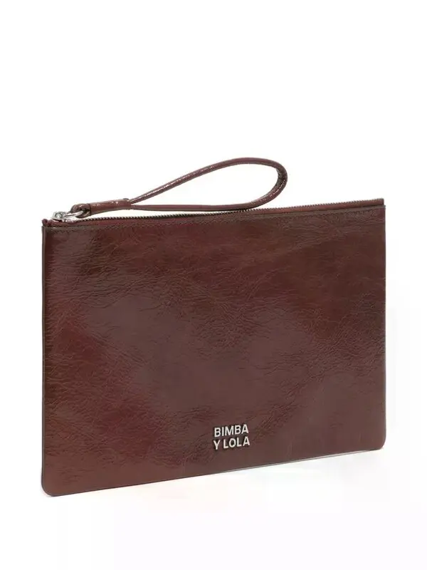 Bimba Y Lola Wristlet Zip Cow Leather Wallet - Brown