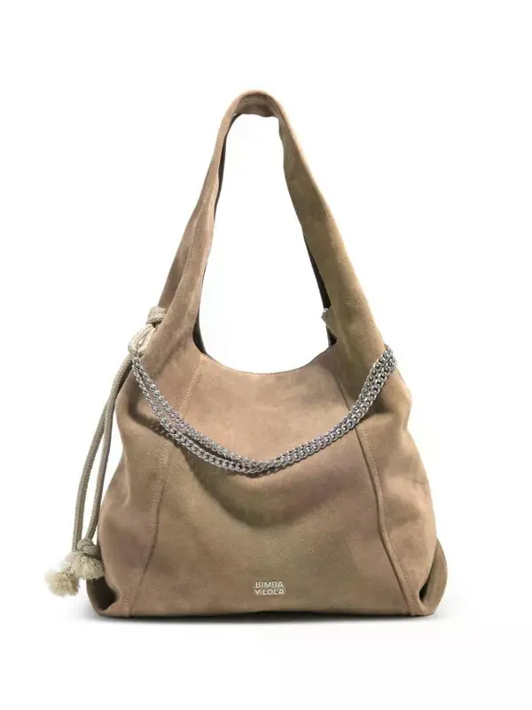 Bimba Y Lola Chain Drawstring Shoulder Bag - Neutrals