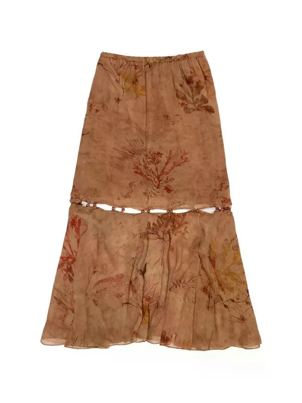 Bimba Y Lola Floral Cutout Midi Skirt - Neutrals