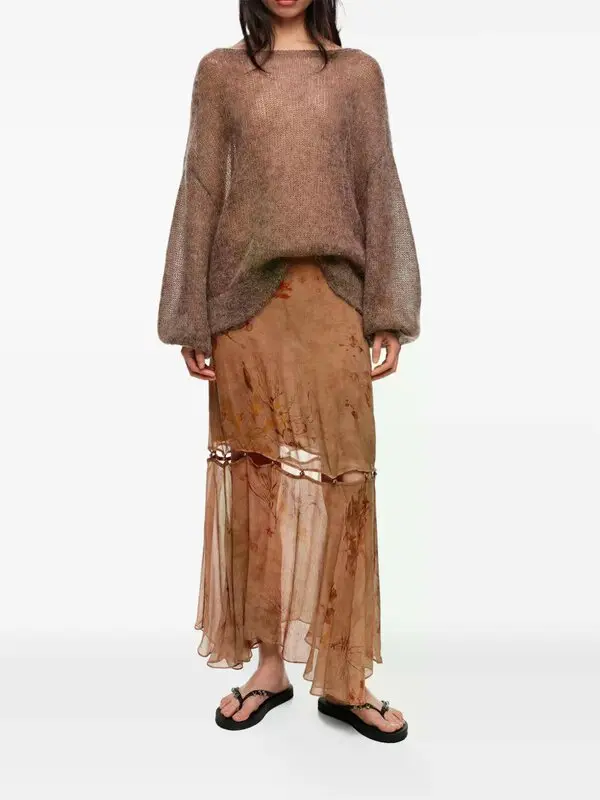 Bimba Y Lola Floral Print Flared Skirt - Neutrals