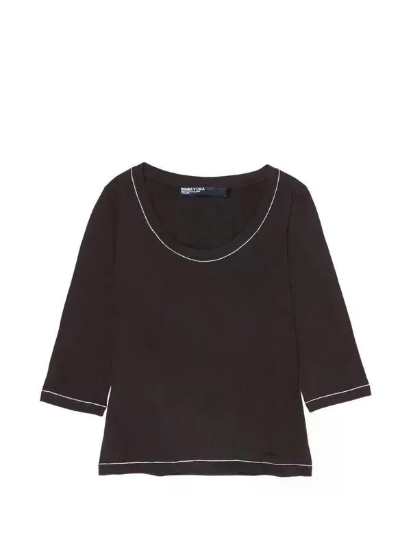 Bimba Y Lola Topstitch Trimmed T-shirt - Brown