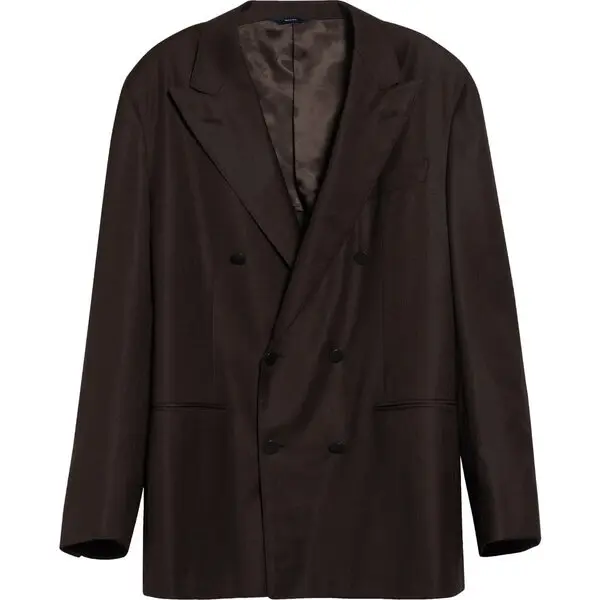Thom Sweeney Double Breasted Wool Blazer - Dark Brown