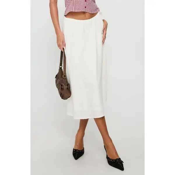 Princess Polly Side Tie Midi Skirt - White