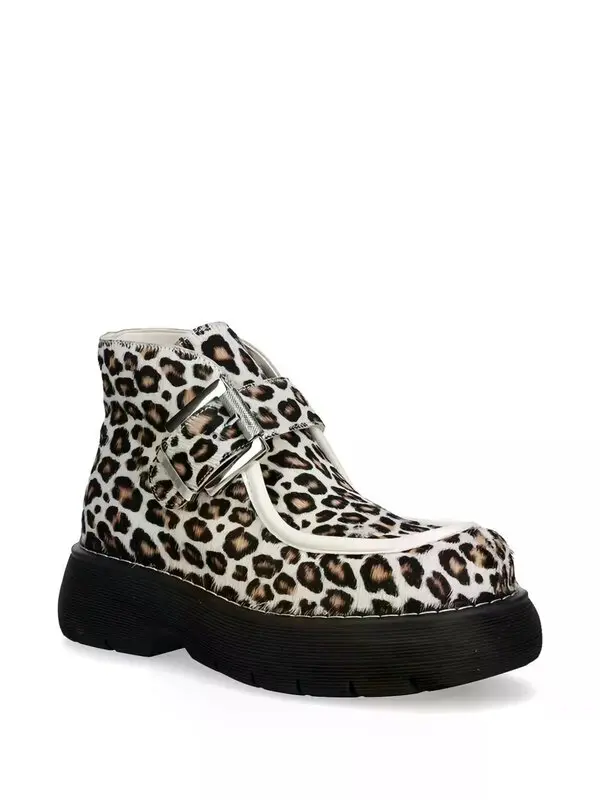 MSGM Leopard-print Buckle Boots - Brown