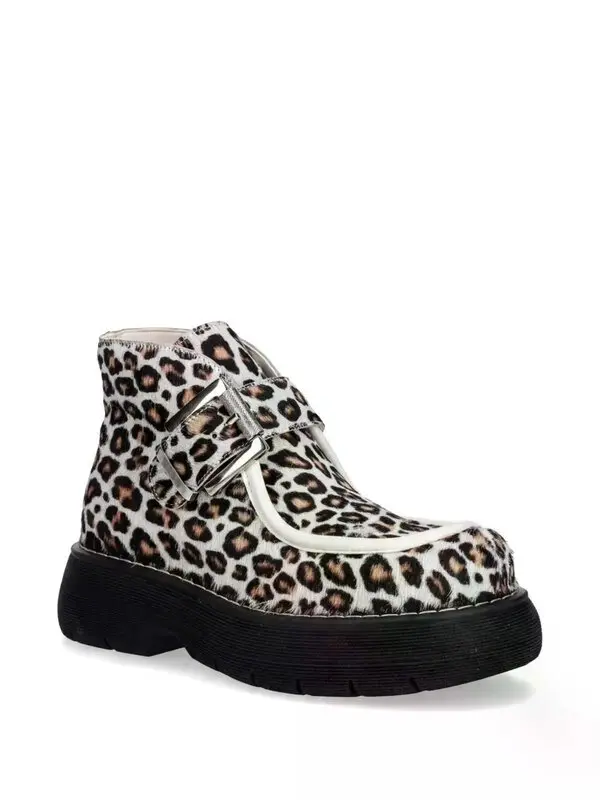 MSGM Leopard-print Buckle Platform Ankle Boots