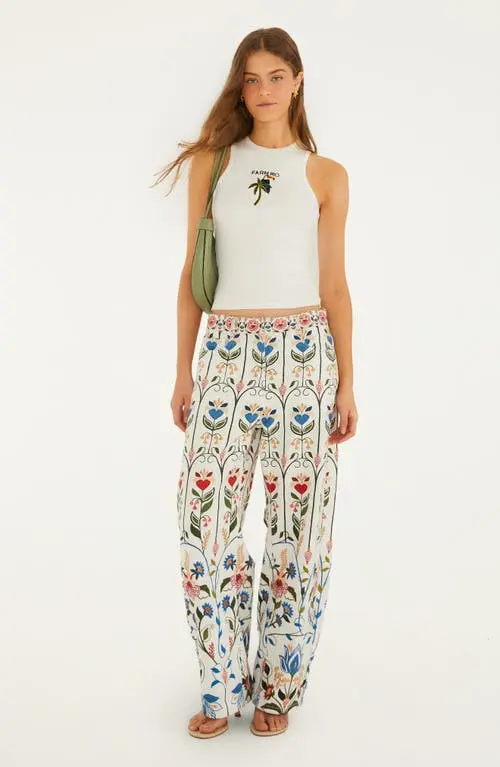 Farm Rio Fraga Print Belted Tapered Pants