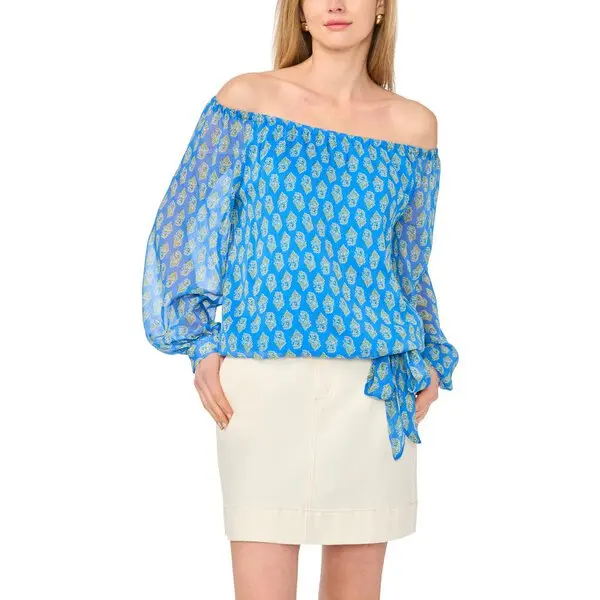 Vince Camuto Floral Off The Shoulder Top - Palace Blue