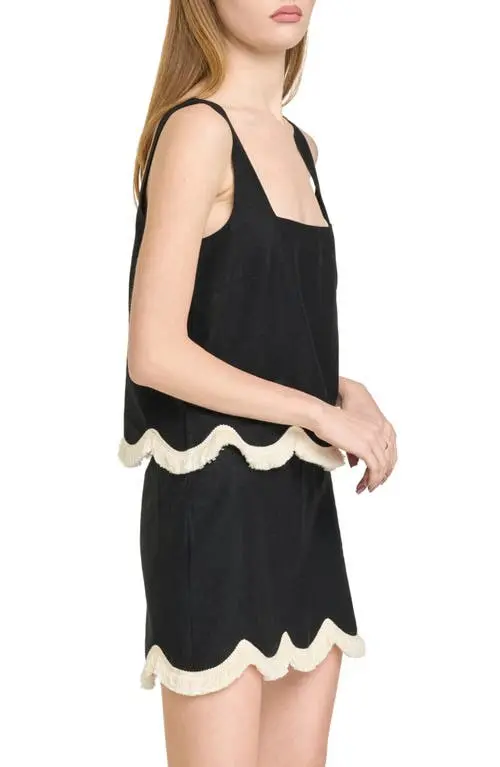 WAYF Encore Fringe Trim Linen Blend Top
