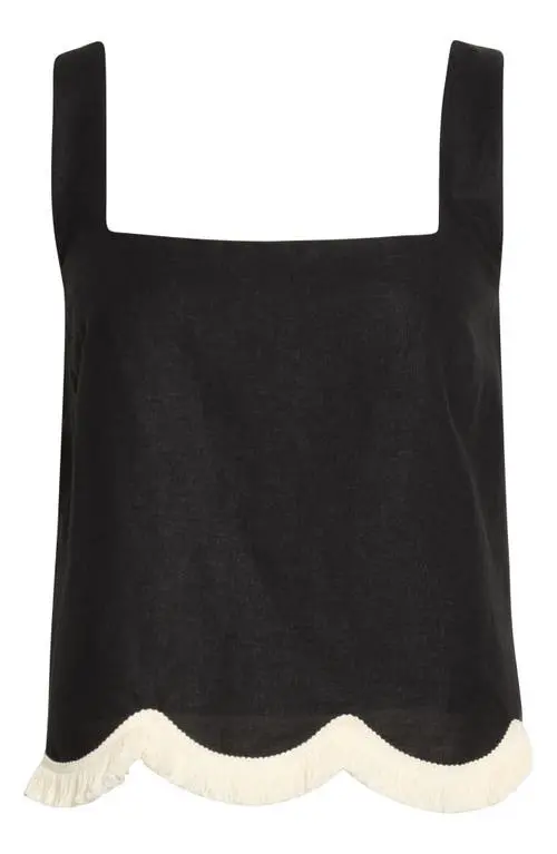 WAYF Encore Fringe Trim Linen Blend Top