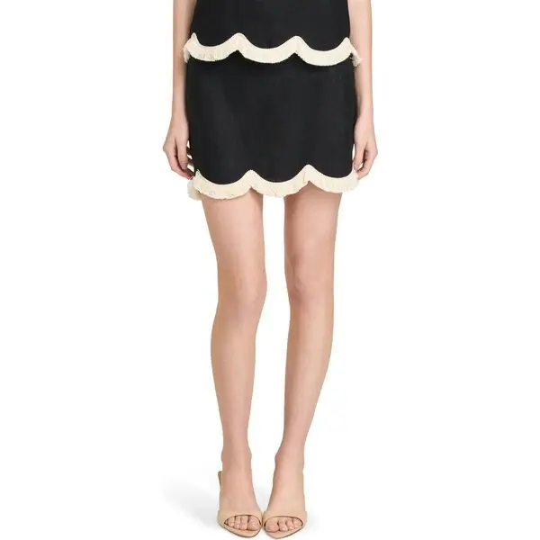WAYF Encore Scallop Trim Skirt - Black