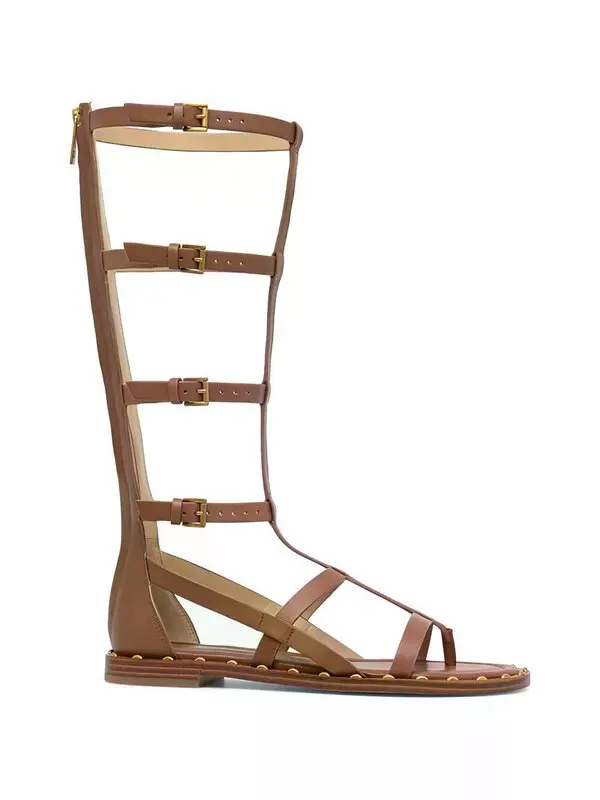 Michael Kors Buckle Studded Sandals - Brown