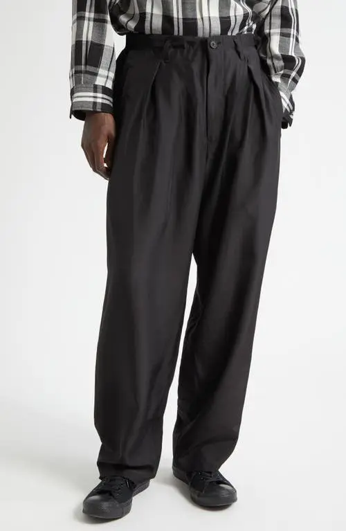 Yohji Yamamoto 1-tuck Pleated Silk Trousers