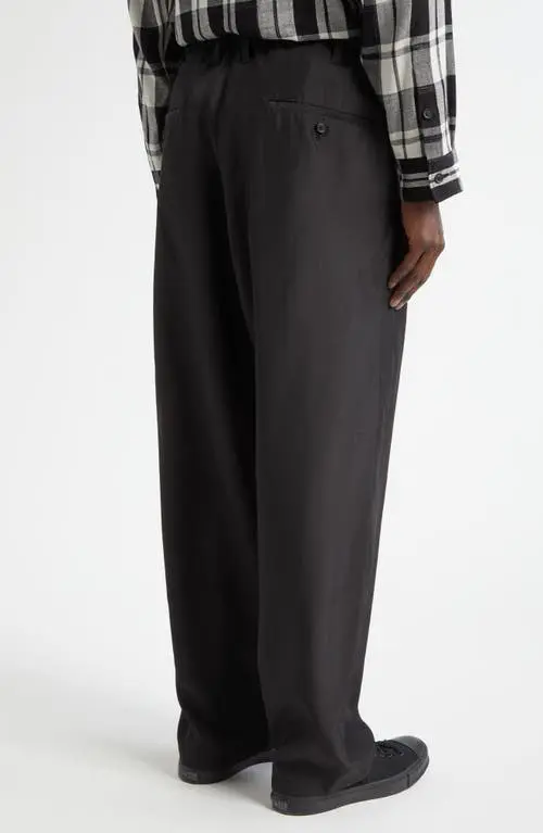 Yohji Yamamoto 1-tuck Pleated Silk Trousers