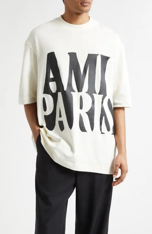 Ami Oversize Logo Graphic T-shirt - Blanc Creme