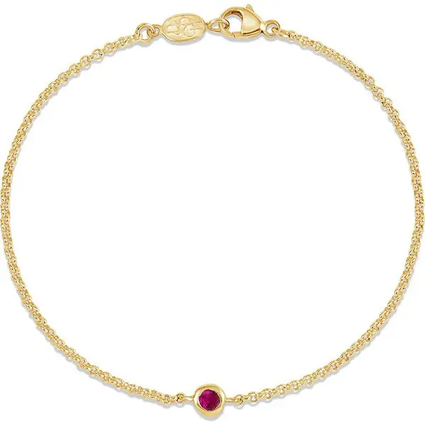 DOWER & HALL Single Ruby Dewdrop Chain Bracelet - Yellow Gold Vermeil