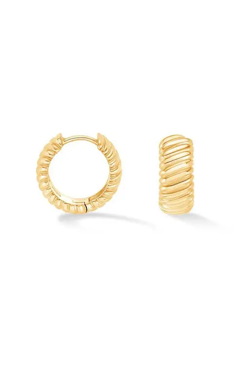 DOWER & HALL Wide Twist Huggie Hoops - Yellow Gold Vermeil