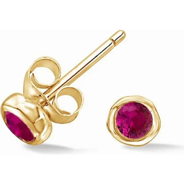 DOWER & HALL 3mm Ruby Dewdrop Studs - Yellow Gold Vermeil