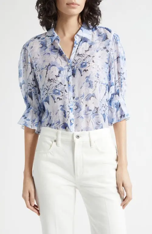 Cinq À Sept Fiona Floral Button-up Top - Navy Multi