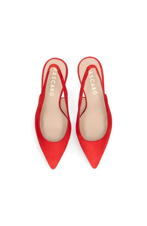 MASCARO Suede Pointed Toe Slingback - Red