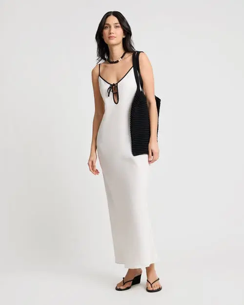 Onia Soleil Slip Dress - Egret/black