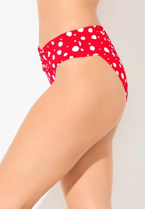 SWIMSUITS FOR ALL Floral V-cut Swim Brief - Ruby White Dots