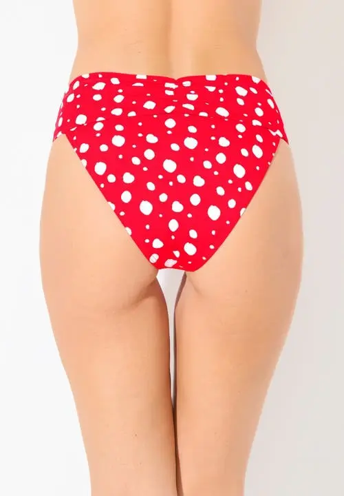 SWIMSUITS FOR ALL V-cut Swim Brief - Ruby White Dots