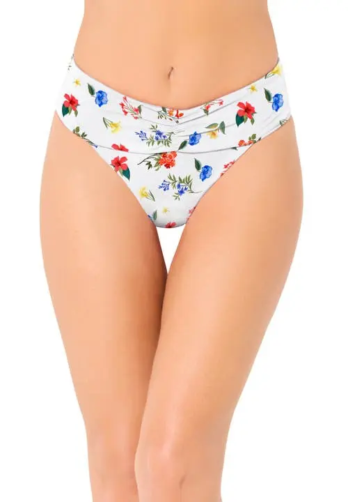 SWIMSUITS FOR ALL V-cut Swim Brief - White Ditsy Floral