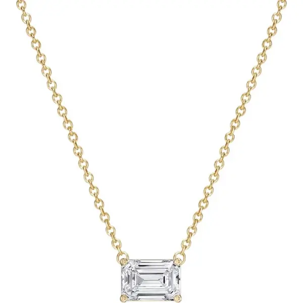 DLORIA Valentina Moissanite Emerald Cut Pendant Necklace - Gold