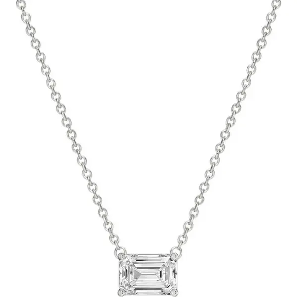 DLORIA Valentina Moissanite Emerald Cut Pendant Necklace - Silver